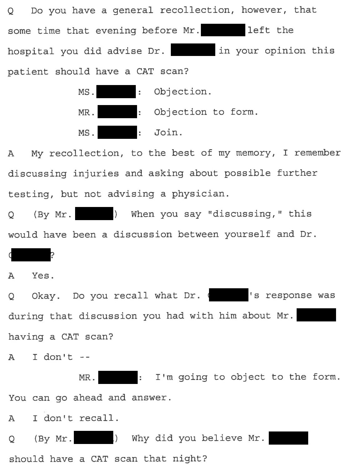 Case 5: Nurse Depositions