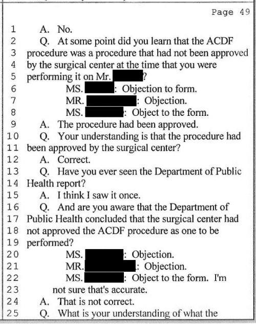 Case 13: Surgeon Depositions